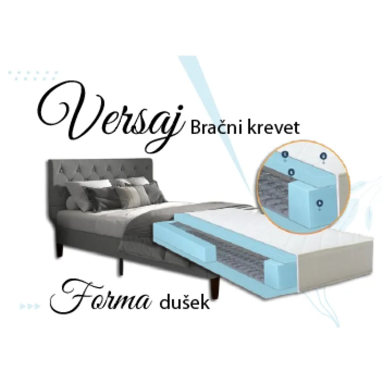 Versaj Bračni Krevet 201x149x112 cm + Forma Dušek za Bračni krevet 140x190 cm