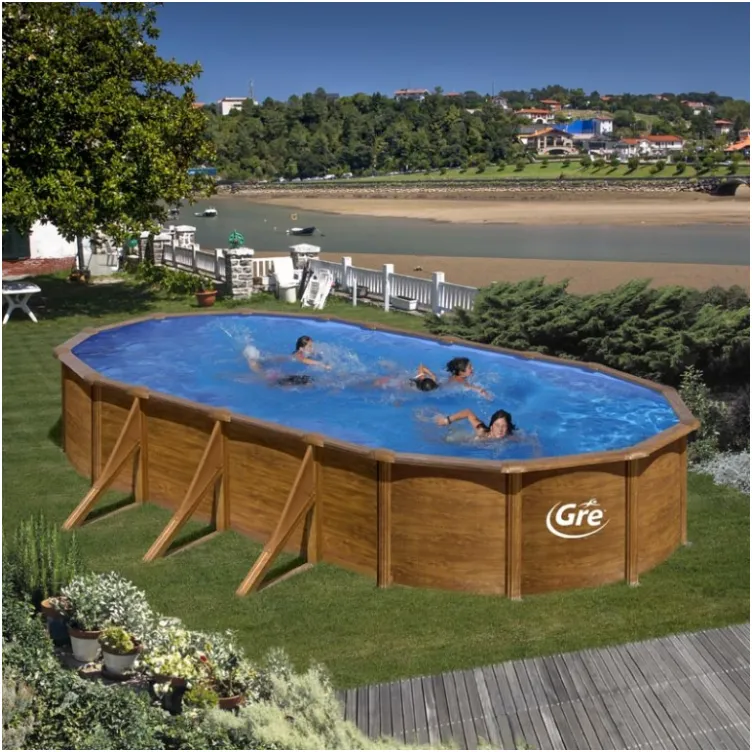 GRE ovalni montažni bazen Pacific Wood SET dubine 500x300x120cm