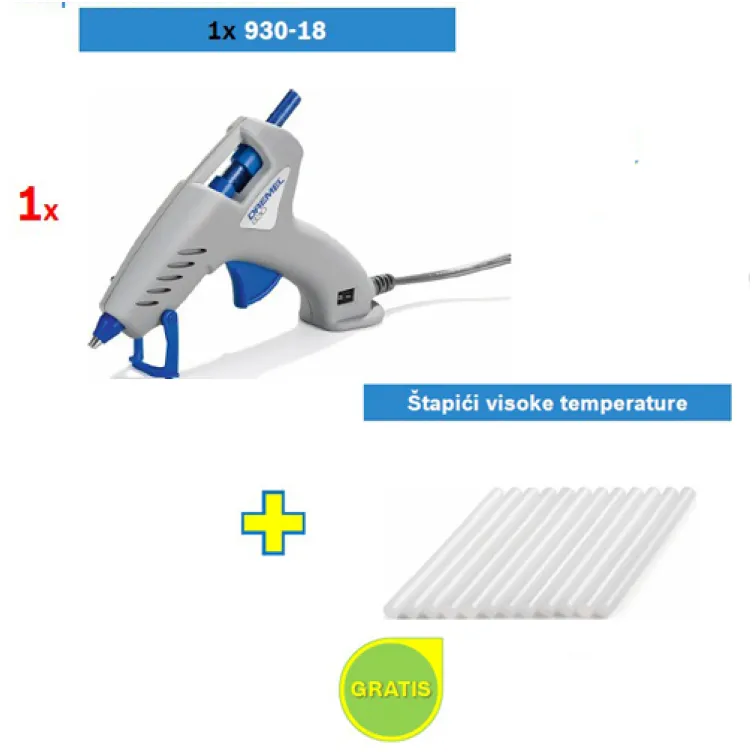 Pištolj za lepak Dremel 930 + štapiće visoke temperature GRATIS