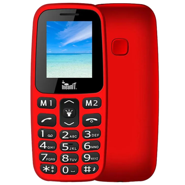 Meanit Mobilni telefon, 1.77" ekran, Dual SIM, BT, SOS dugme Crveni