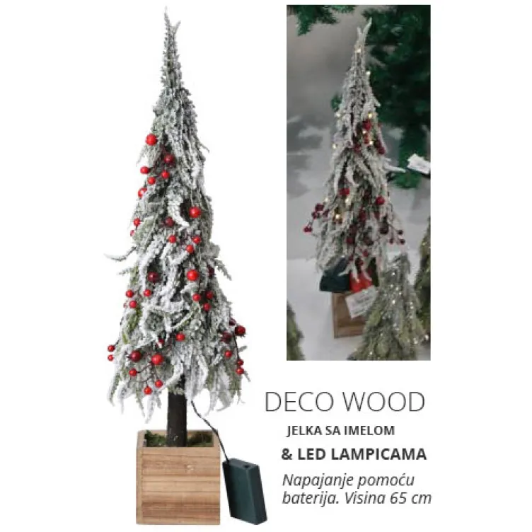 Novogodišnja jelka u saksiji Deco Wood sa lampicama 65 cm