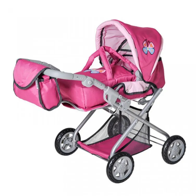 Kolica za lutke Kira pink butterfly