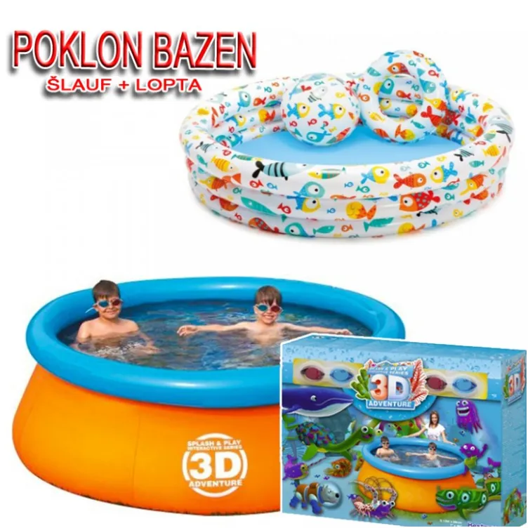 Bazen igraonica 3D Ariel + poklon bazen za decu+lopta+šlauf