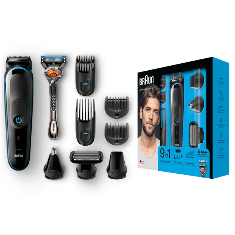 Brijač i univerzalni trimer 9u1 Braun MGK5080 Blk/Blu + RZR WBOX