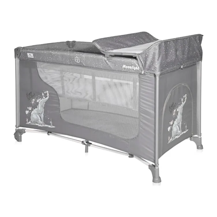 Prenosivi krevet Lorelli moonlight 2 nivoa grey fun