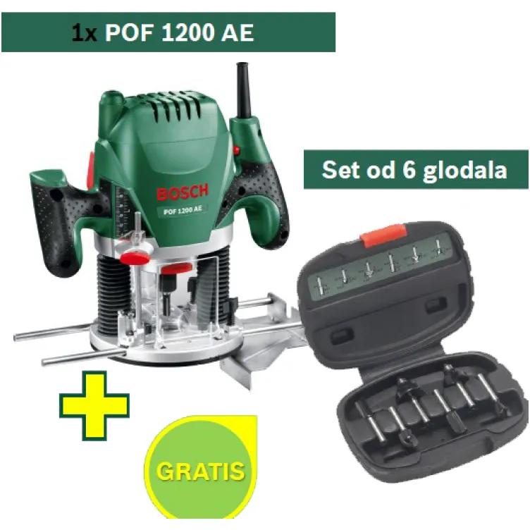 Bosch glodalica POF 1200 AE + Set od 6 glodala