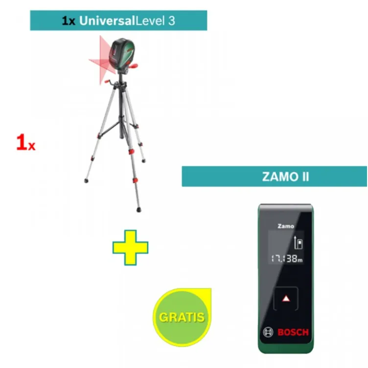 Laser za ukrštene linije Universal Level 3 + Bosch Zamo II