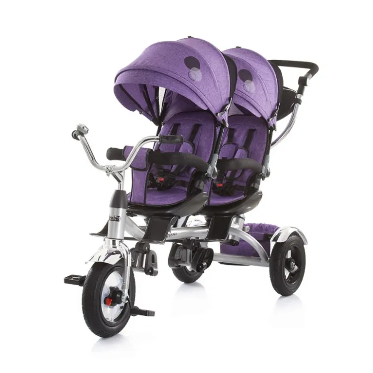 Tricikl za blizance Tandem purple