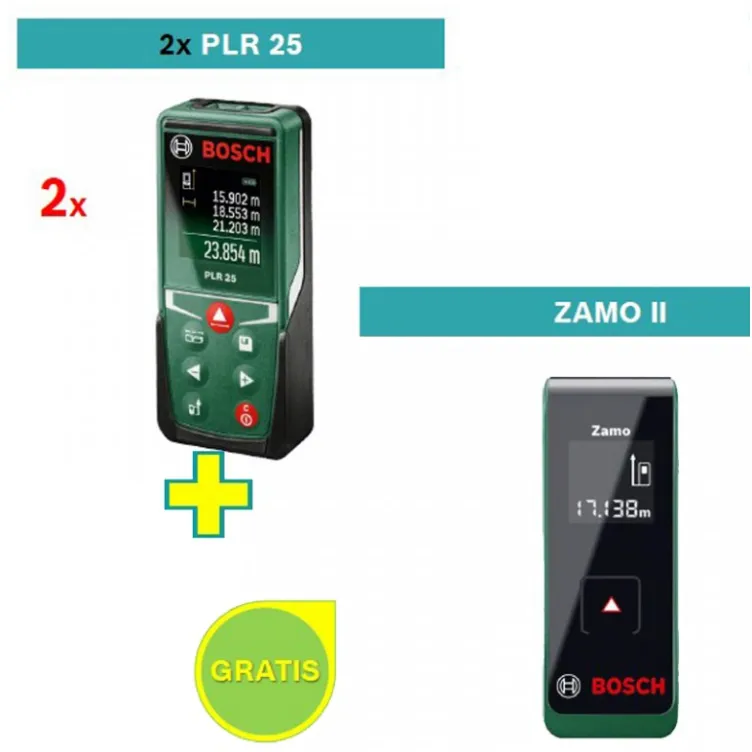 Digitalni laserski daljinomer Bosch PLR 25 sa poklonom Bosch Zamo II