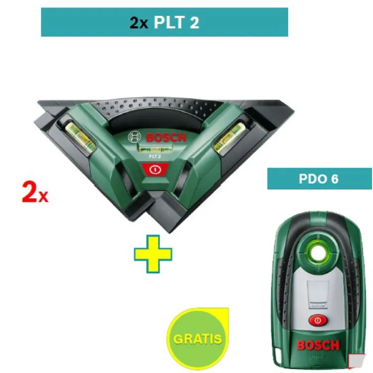 Laser za pločice Bosch PLT2 2 kom + Bosch PDO 6 detektor metala