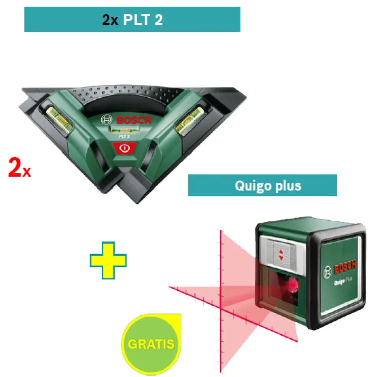 Laser za pločice Bosch PLT 2 + Laser za ukrštene linije Bosch Quigo 2