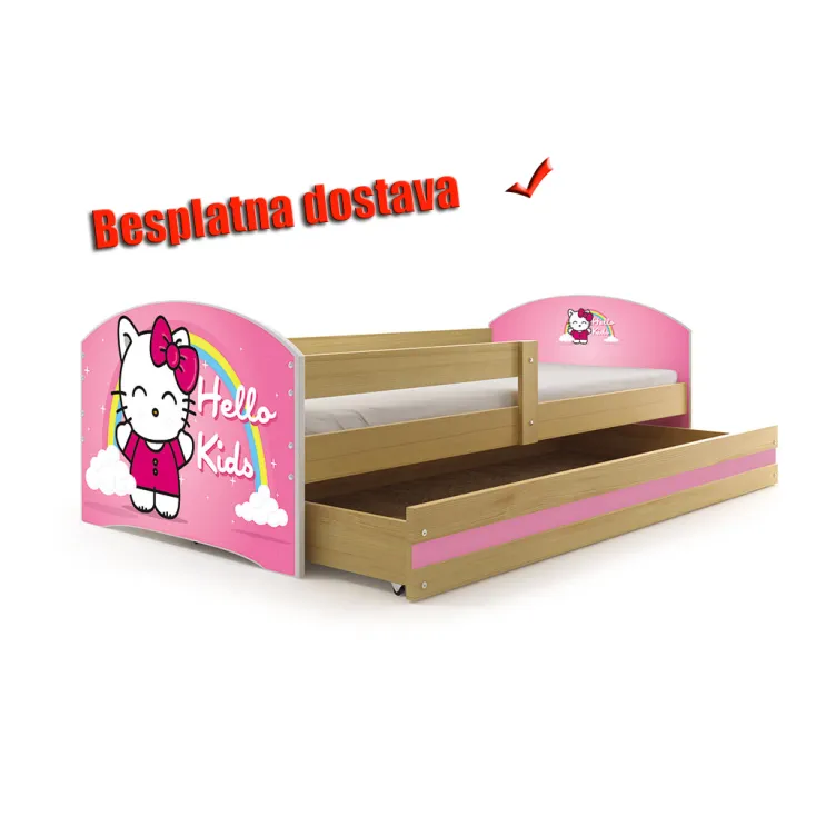 Dečiji krevet Lookie Pine 160x80 cm sa dušekom dezen 03