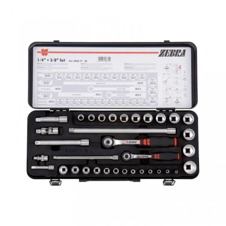 Set Zebra 1/4 i 3/8 nasadnih ključeva sa dve račne Wurth