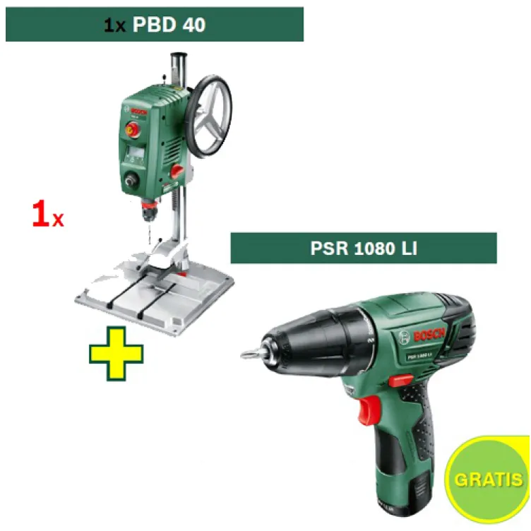 Stubna bušilica Bosch PBD 40 + Aku bušilica Bosch PSR 1080 LI