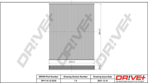 Filter, vazduh unutrašnjeg prostora Dr!ve+ DP1110.12.0235