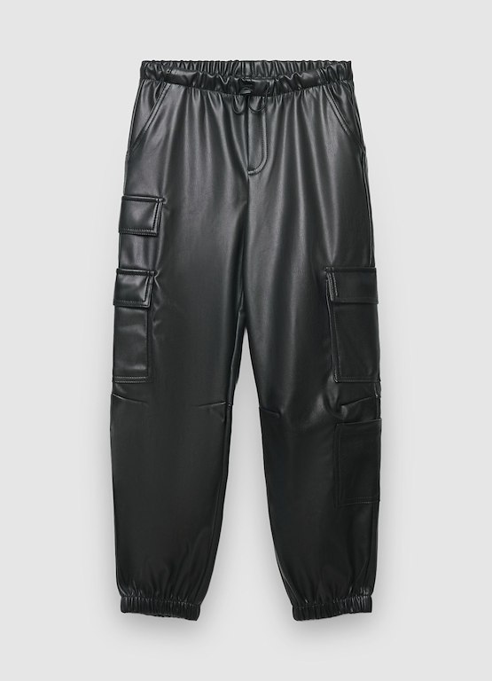 CARGO PANTALONE OD EKO KOŽE CRNA ULTRABLACK