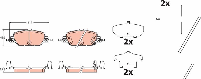 Komplet pločica, disk-kočnica TRW GDB2513