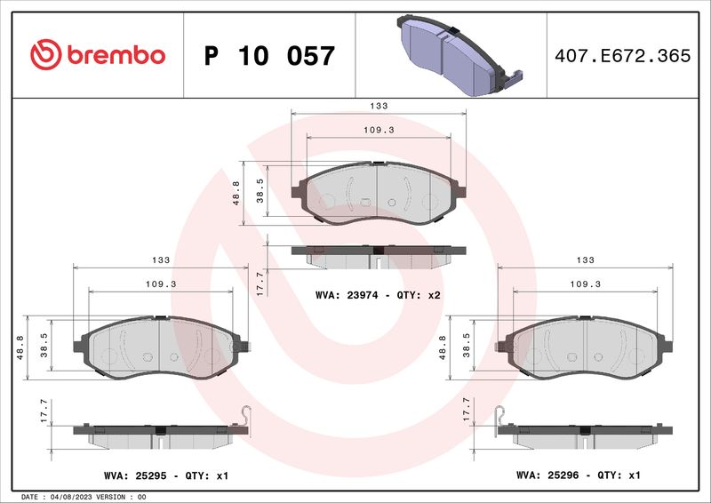Komplet pločica, disk-kočnica BREMBO P 10 057