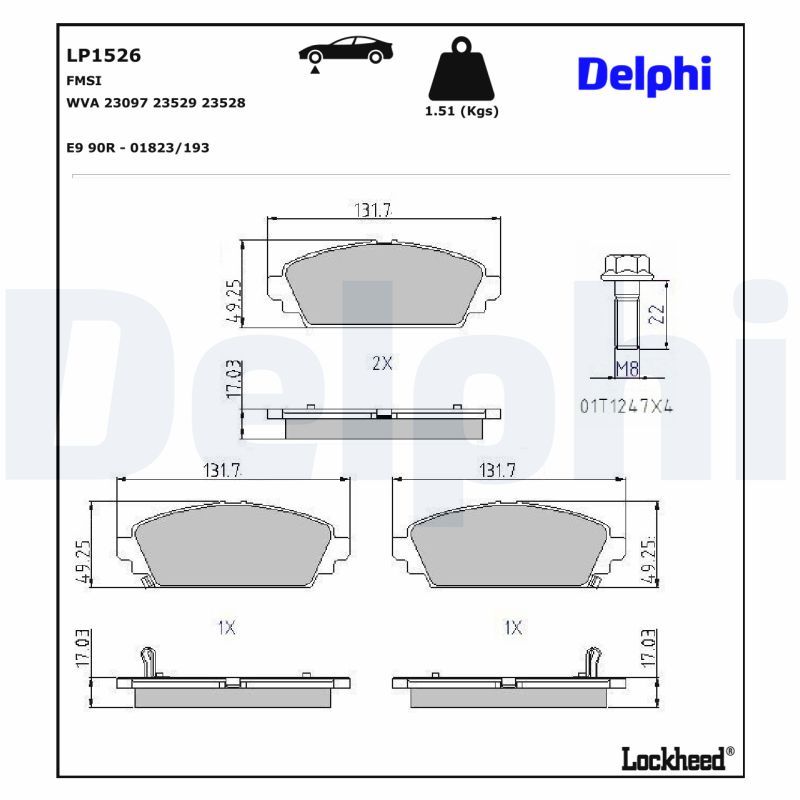 Komplet pločica, disk-kočnica DELPHI LP1526