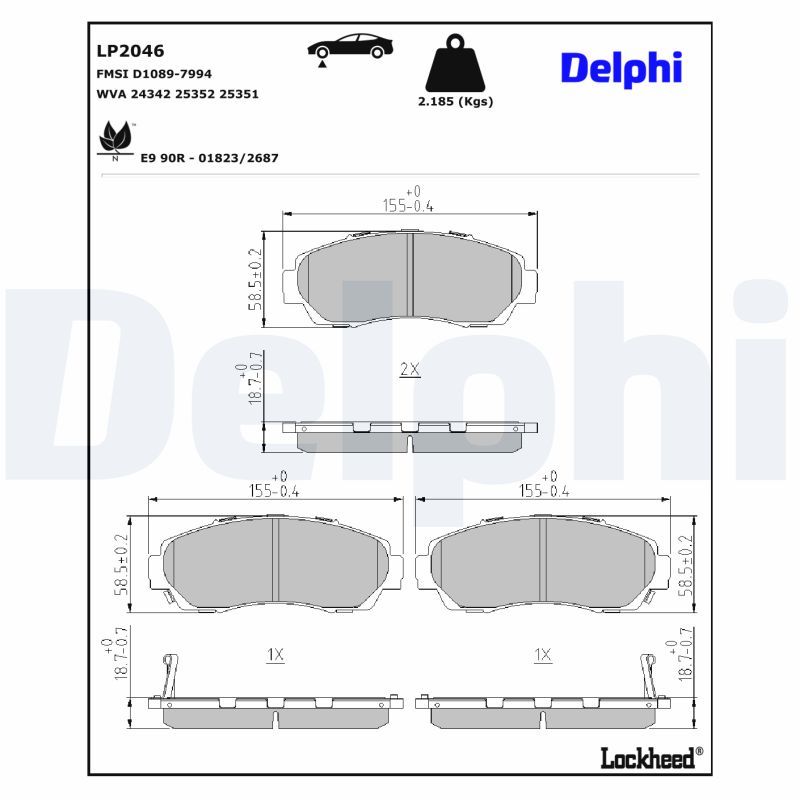 Komplet pločica, disk-kočnica DELPHI LP2046