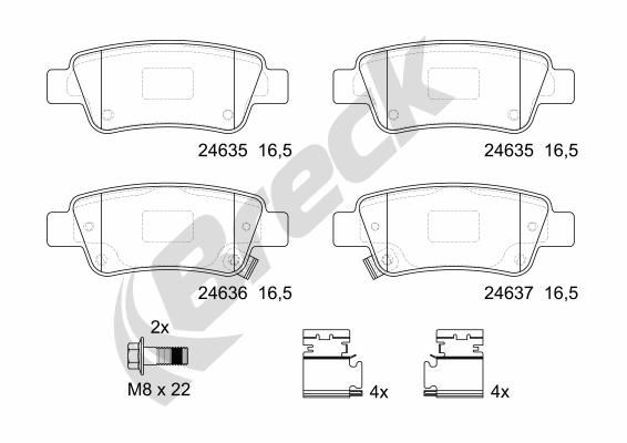 Komplet pločica, disk-kočnica BRECK 24635 00 704 00