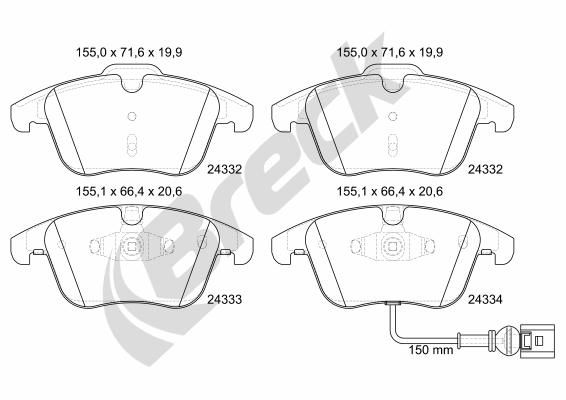 Komplet pločica, disk-kočnica BRECK 24333 00 701 10