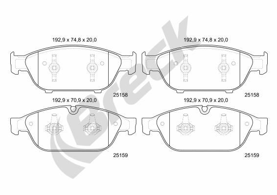 Komplet pločica, disk-kočnica BRECK 25158 00 551 00
