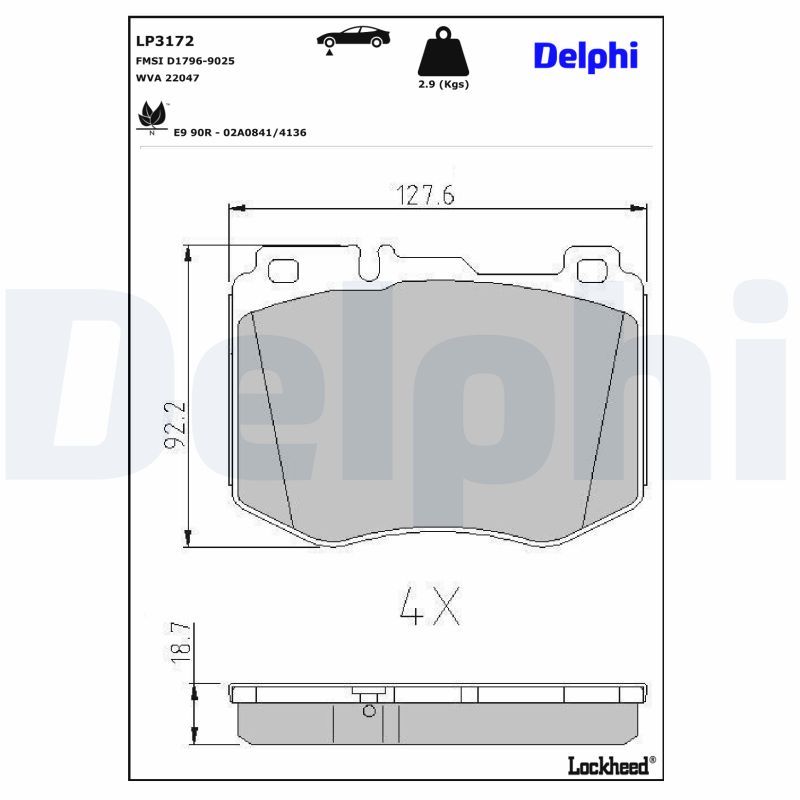 Komplet pločica, disk-kočnica DELPHI LP3172
