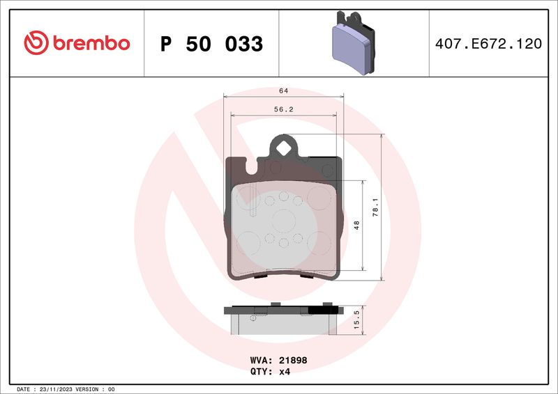 Komplet pločica, disk-kočnica BREMBO P 50 033X