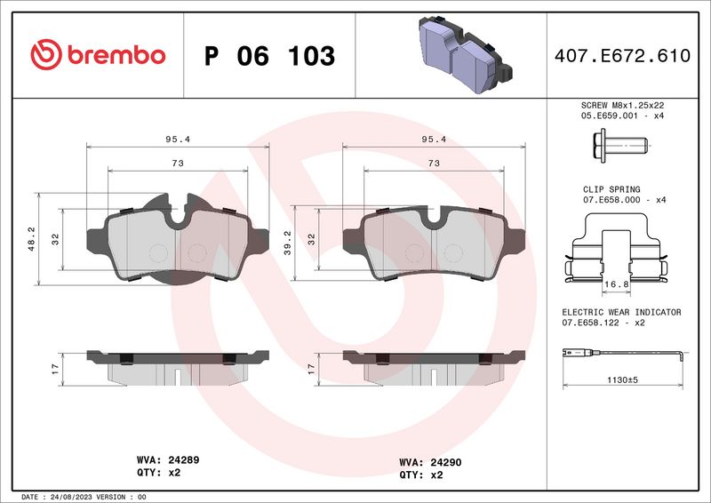 Komplet pločica, disk-kočnica BREMBO P 06 103
