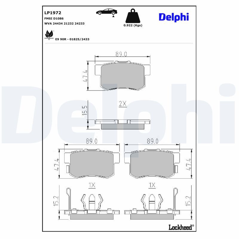 Komplet pločica, disk-kočnica DELPHI LP1972