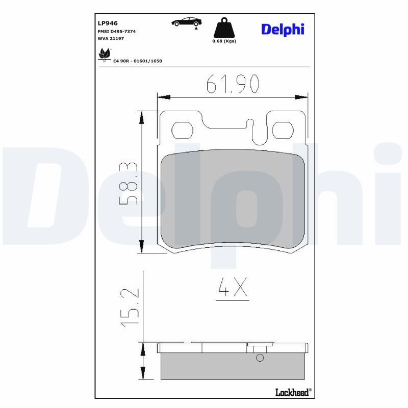 Komplet pločica, disk-kočnica DELPHI LP946