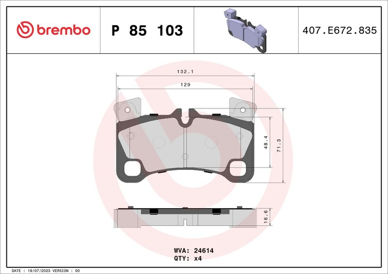 Komplet pločica, disk-kočnica BREMBO P 85 103