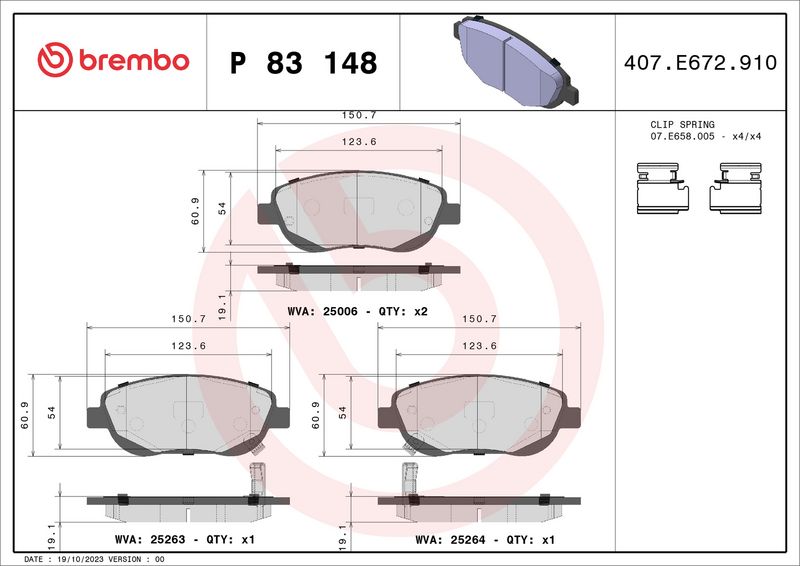 Komplet pločica, disk-kočnica BREMBO P 83 148
