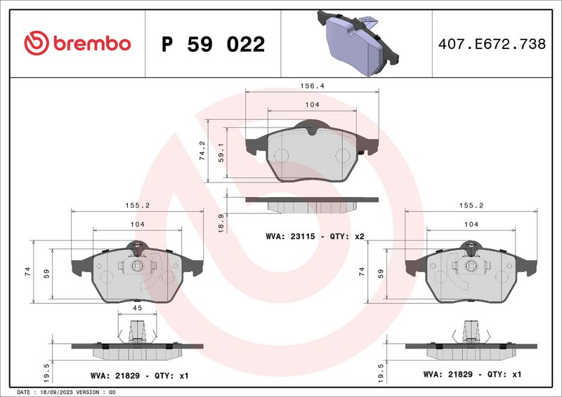 Komplet pločica, disk-kočnica BREMBO P 59 022