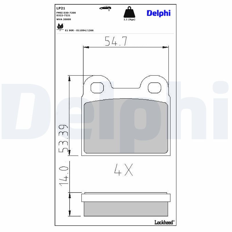 Komplet pločica, ručna disk-kočnica DELPHI LP21
