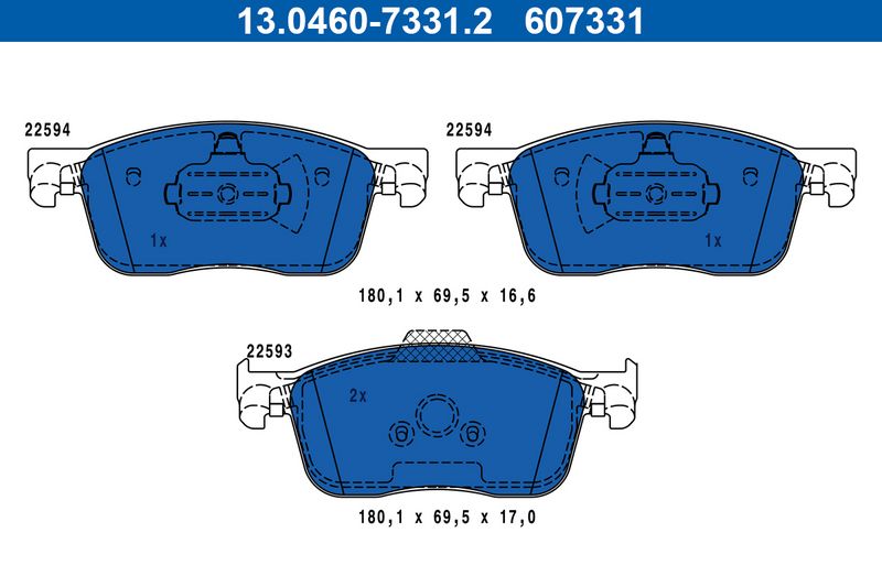 Komplet pločica, disk-kočnica ATE 13.0460-7331.2