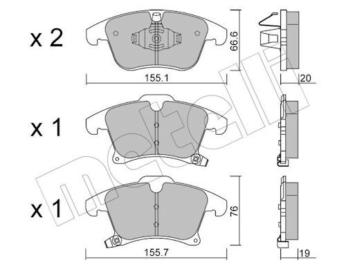 Komplet pločica, disk-kočnica METELLI 22-1039-0