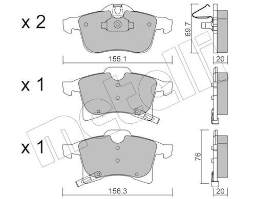 Komplet pločica, disk-kočnica METELLI 22-0539-0