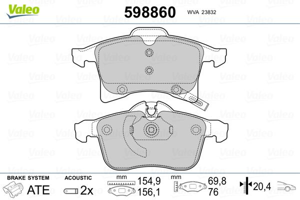 Komplet pločica, disk-kočnica VALEO 598860