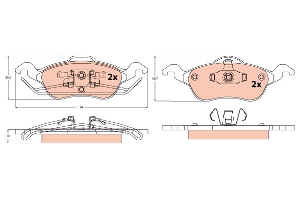 Komplet pločica, disk-kočnica TRW GDB1358