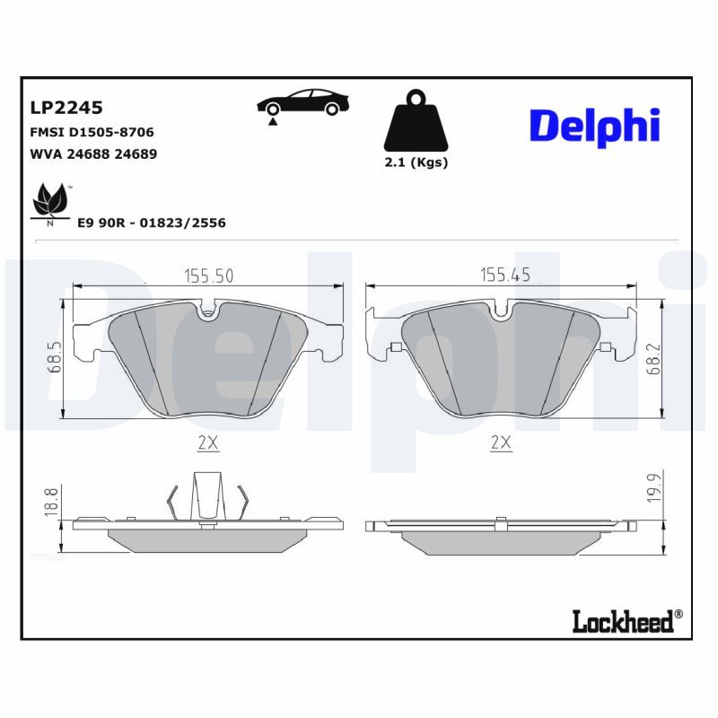 Komplet pločica, disk-kočnica DELPHI LP2245