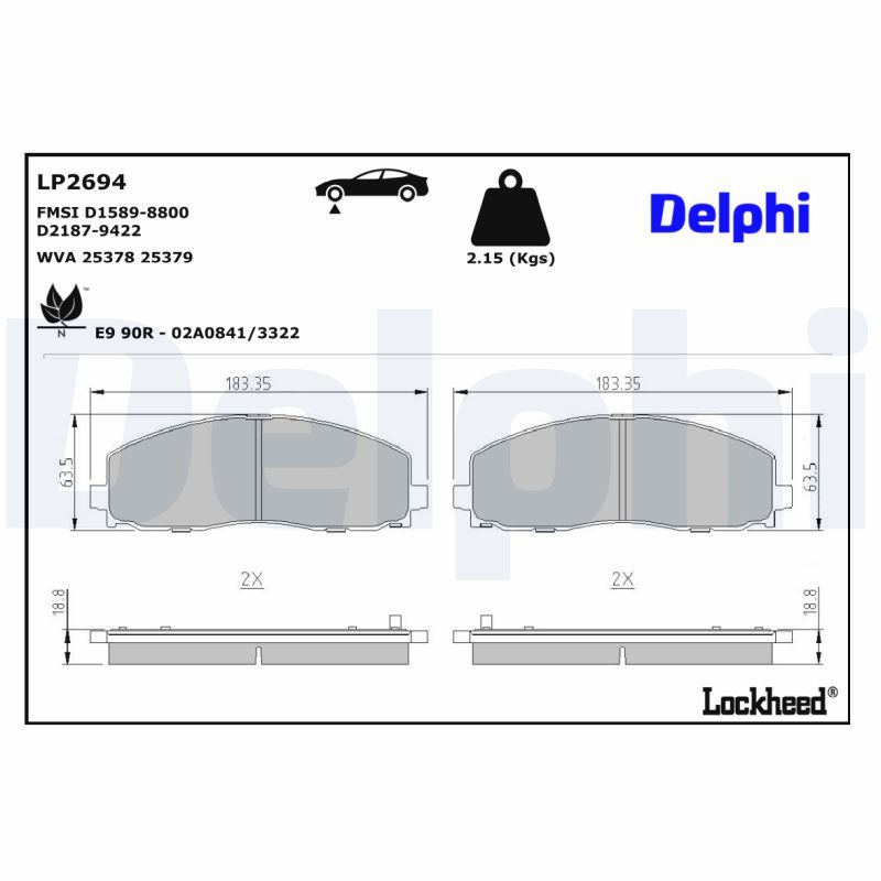 Komplet pločica, disk-kočnica DELPHI LP2694