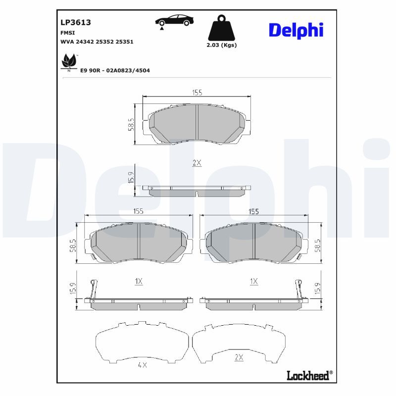 Komplet pločica, disk-kočnica DELPHI LP3613