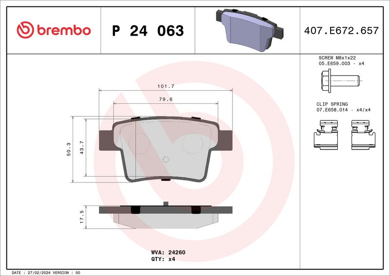 Komplet pločica, disk-kočnica BREMBO P 24 063