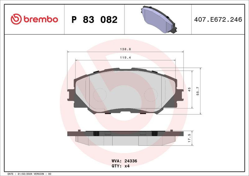 Komplet pločica, disk-kočnica BREMBO P 83 082