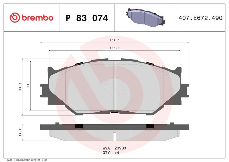 Komplet pločica, disk-kočnica BREMBO P 83 074