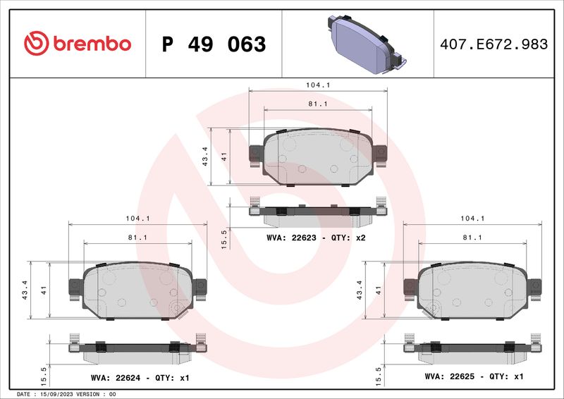 Komplet pločica, disk-kočnica BREMBO P 49 063