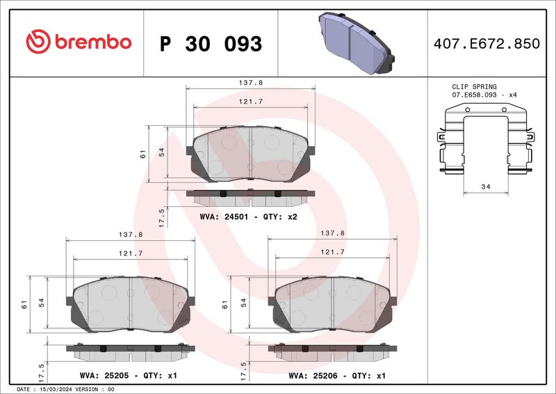 Komplet pločica, disk-kočnica BREMBO P 30 093