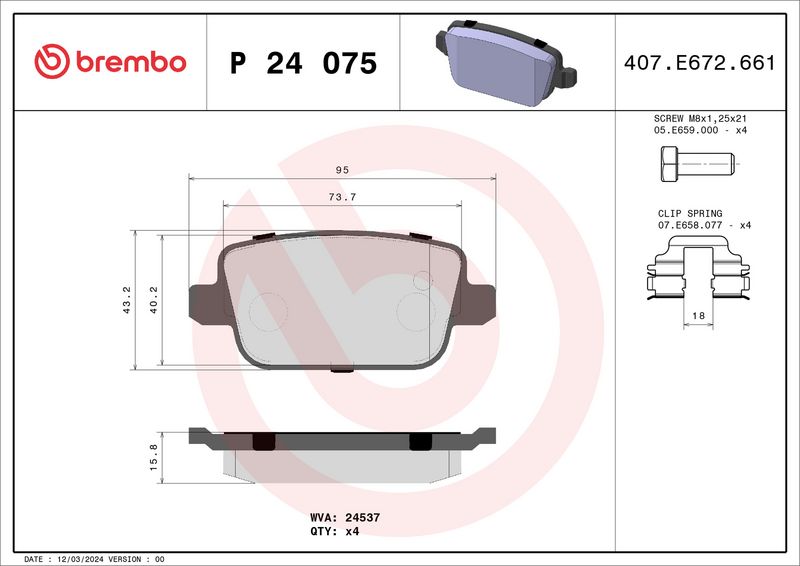 Komplet pločica, disk-kočnica BREMBO P 24 075X